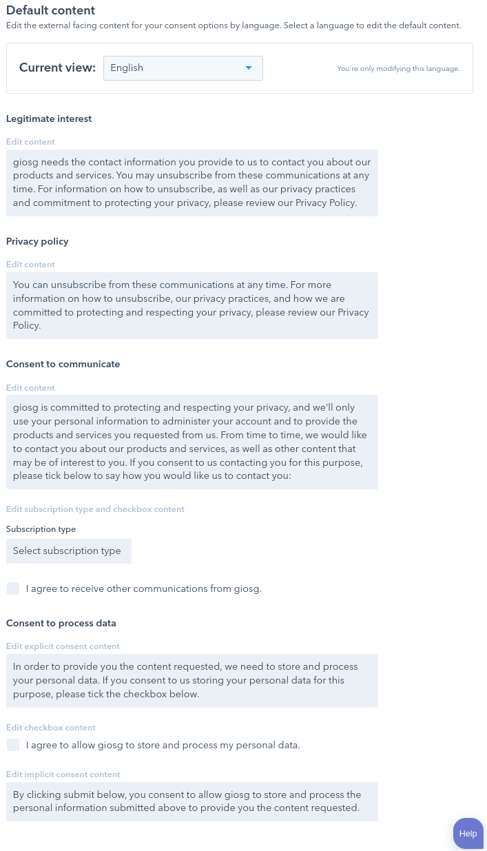 Setting up a cookie banner - Giosg for Developers